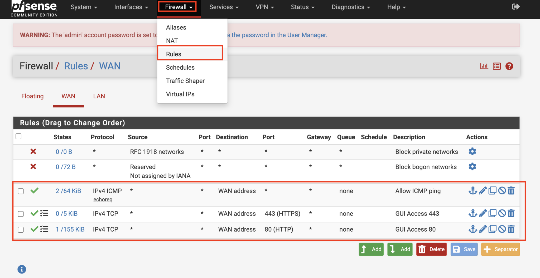 How to allow pfSense Web GUI Access from the WAN – pfSense – Knowledge Base